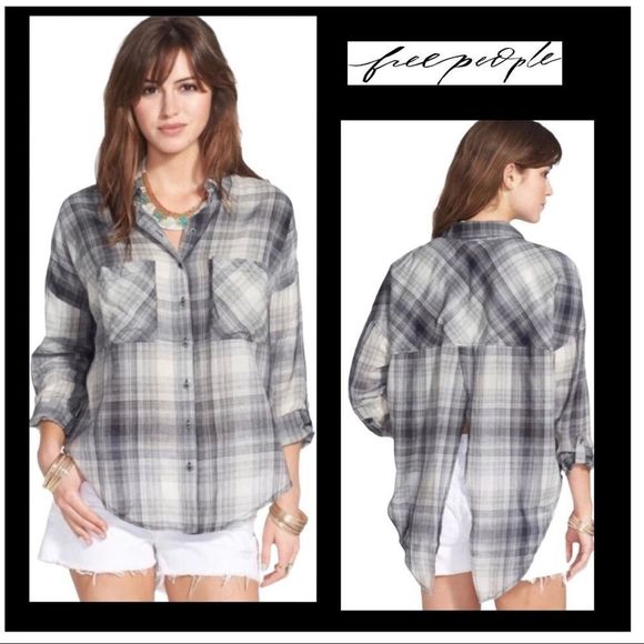 Free People | Tops | Free People Openback Buttonplaid Down Shirt Sp ...